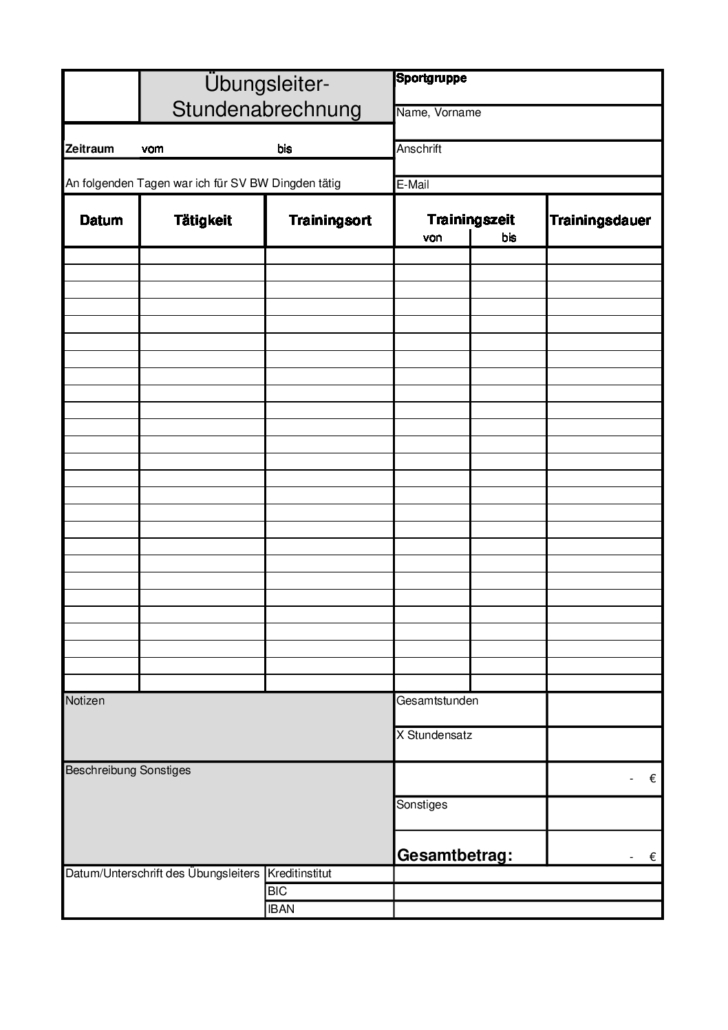 UeL1-Abrechnung – BW Dingden